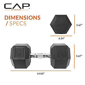 CAP Barbell 45 LB Coated Hex Dumbbell Weight, New Edition
