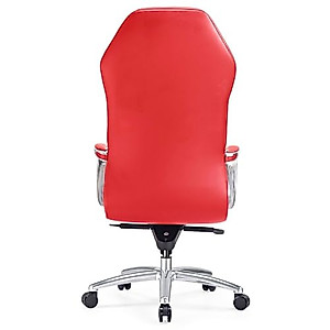 Zuri Furniture Modern Ergonomic Sterling Genuine Leather Executive Chair with Aluminum Base - Red