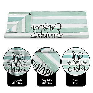 Siilues Easter Kitchen Towels 95g/Count Microfiber 18 x 26 Inch, Bunny Easter Kitchen Decorations Anniversaries Decor Ultra Absorbent for Drying Dishes Cooking Baking Set of 2