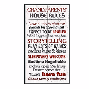 Calien Grandparents House Rules Gifts for Grandma and Grandpa Decorative Wall Art Sign Plaque 13.5 x 8 Inch