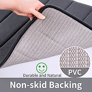 ROSMARUS Memory Foam Bath Mat 20” x 32”, Water Absorbent Shower Mat, Thick Bath Rugs for Bathroom Non Slip with PVC Backing, Ultra Soft Bathroom Rugs for Bathroom Floor & Tub, Charcoal Gray