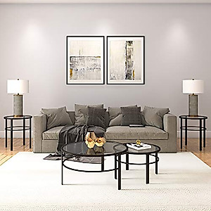 Henn&Hart 20" Wide Round Side Table in Blackened Bronze, Table for Living Room, Bedroom