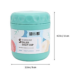 Cabilock Sealed Soup Cup with Spoon Portable Leakproof Food Jar Lunch Container Vacuum Soup Flask for Kid Adult School Office Outdoor Travel (Green)