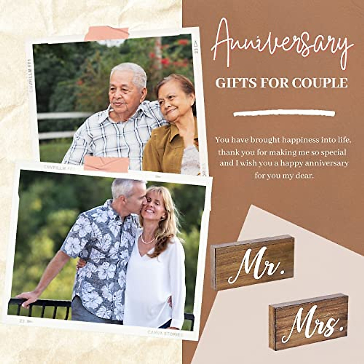 BAYSBAI Mr and Mrs Sign, Mr & Mrs Sign for Wedding Table, Freestanding Wooden Wedding Wooden Letters, Home, Anniversary, Wedding, Valentine’s Day Decoration, Bridal Shower or Engagement Gift