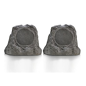 SOUND PRO SPS-2000-SL Dual Bluetooth Active Rock Speaker Pair for Outdoor, Patio, Garden, Pool Area, Gray Slate