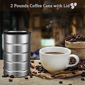 Jadive 8 Pcs Empty Coffee Cans with Lids Metal Tin Can for Kitchen Storage Loose Leaf Tea Tin Containers Round Coffee Tin Metal Canister Tea Coffee Sugar Storage Packaging or Arts Crafts