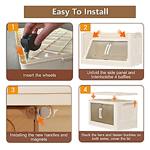 gerritfany Closet Organizers and Storage, 3-Tier 90Qt Storage Cabinet with Wheels, Plastic Storage Bins with Lids,Drawer Organizer for Living Room,Dorm,Office