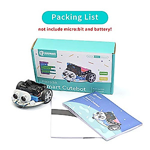 ELECFREAKS microbit Mini Cutebot Kit Compatible with BBC Micro:bit V2 and V1, DIY Programmable Robot Car Kit, STEM Educational Project, Graphical Makecode Coding Car(Without Micro:bit and AAA Battery)