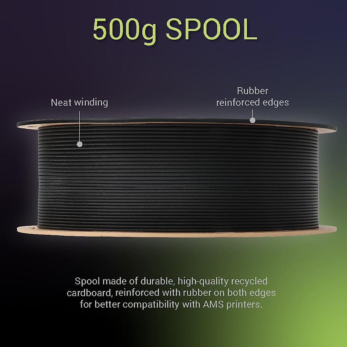 Polymaker PA6-CF Nylon Filament 1.75 Black, 500g Carbon Fiber Nylon Filament 1.75mm, Cardboard Spool - PolyMide PA6-CF Warp Free Nylon 3D Printer Filament