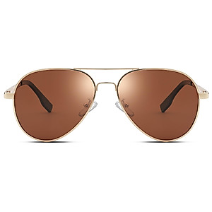 COASION Polarized Aviator Sunglasses for Juniors Small Face Women Men Vintage UV400 Protection Shades(Gold Frame/Brown Lens,52mm)