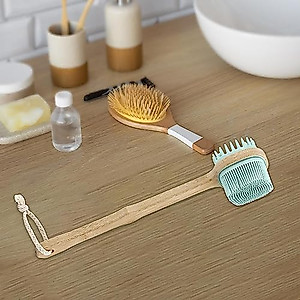 Kokiya Shower Brush Back Scrubber,Dual Sided Long Handle Back Scrubber,Bath for Body Shower, Blue, 32.5cmx7.1cm