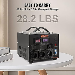 VEVOR Voltage Converter Transformer, 5000W, Heavy Duty Step Up/Down Transformer, Convert from 110 Volt to 220 Volt and from 220 Volt to 110 Volt, with US Outlet EU Outlet 5V USB Port, CE Certified