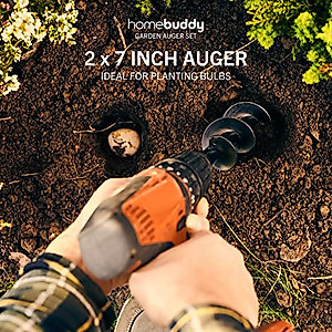 HomeBuddy Garden Auger Drill Bit Set - 3x12 and 2x7 Inch Drill Auger Bit for Planting, Hole Digging, Sturdy Bulb Planter Tool with Non-Slip Hexagon Chuck, Spiral Soil Auger