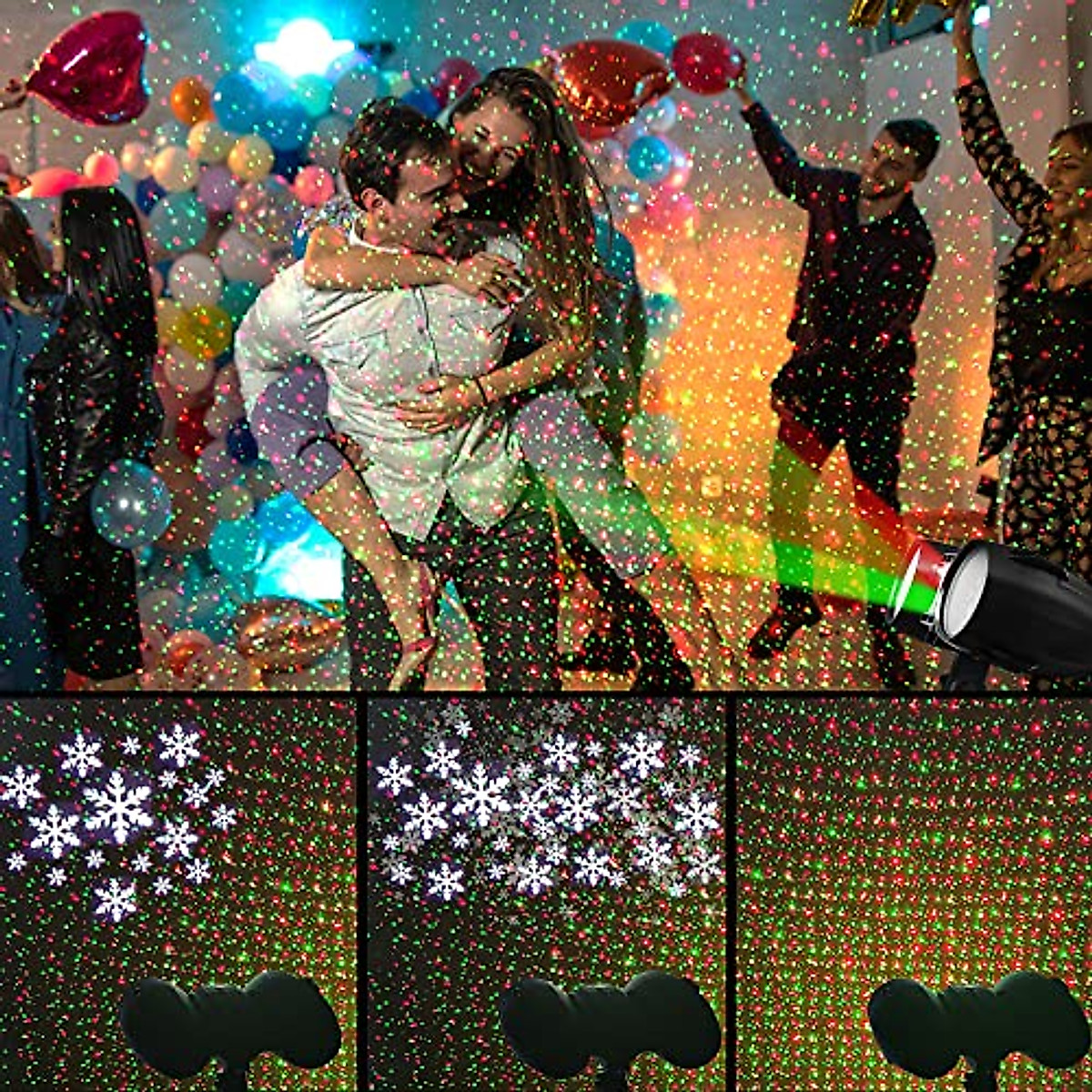 Laser Projector Lights Outdoor Indoor, 3D Dynamic Rotating Snowflake Light with Remote Control & Timer,3-in-1 Red and Green Projector Laser Lamp Light for Holiday |Wall Decoration |Christmas Gift