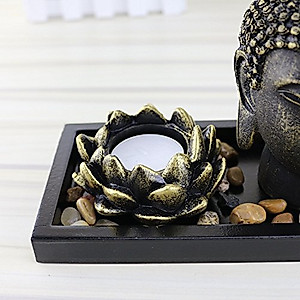 Tabletop Buddha Head Lotus Tea Light Candle Holder Home Decor Relaxing Gift Zen Garden Series