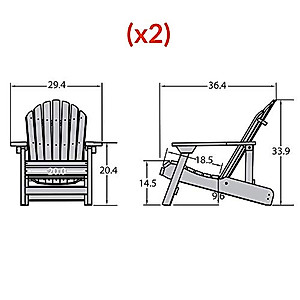 highwood Hamilton Folding and Reclining Adirondack Chairs, 2-Piece Set, Weathered Acorn