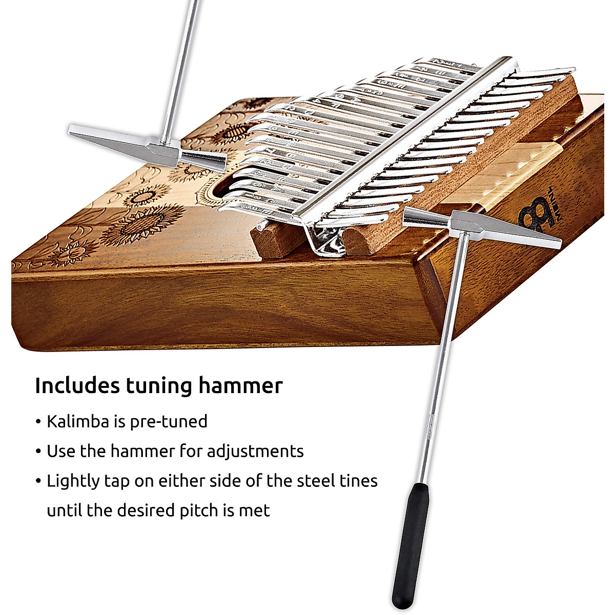 Kalimba Thumb Piano, 17 Keys — Includes Tuning Hammer and Case — For Meditation, ASMR, Sound Therapy and Yoga, 2-YEAR WARRANTY