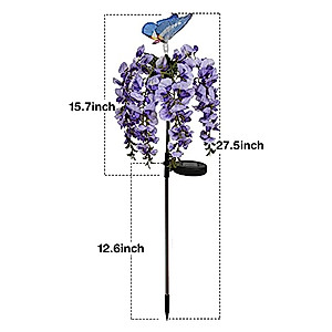 Solar Flowers Lights Outdoor ,Doingart Wisteria Floral Butterfly Solar Lighte with Multi-Color Changing LED Solar Lights for Garden Patio Backyard Pathway Lawn (Purple)