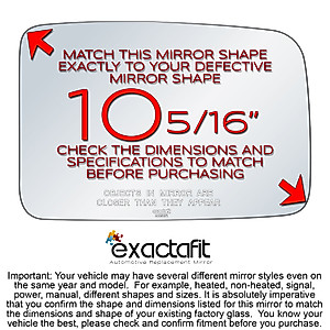 exactafit 8652R Passenger Side Mirror Glass Replacement Repair Compatible With 2003 2004 2005 2006 Ford Expedition