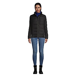 Lands' End Womens Puffer Down Jacket Black Regular Medium