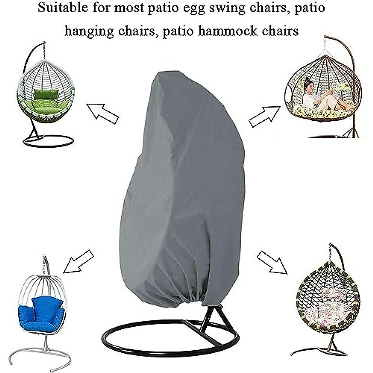 Outdoor Hanging Chair Cover Waterproof 210D Oxford Fabric, Patio Egg Swing Chair Cover, Garden Furniture Covers Pod Chair Cover