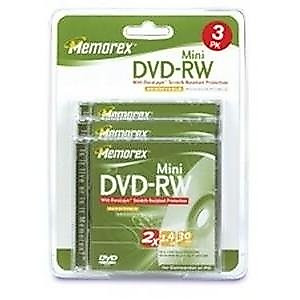 Memorex 2x DVD-RW Media - 1.4GB - 80mm Mini - 3 Pack Blister Pack - 5620