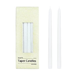 Zest Candle 12-Piece Taper Candles, 12-Inch, White