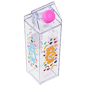 Silver Buffalo Care Bears Plastic Milk Carton Bottle Featuring Friend, Cheer, Grumpy Bear & Best Friend, 16.2 Ounces