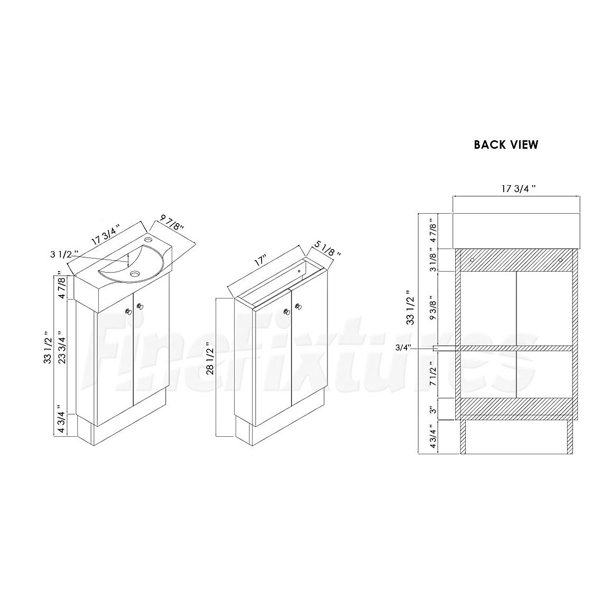 Fine Fixtures Bathroom Vanity Set - Cabinet and Sink- Glenwood WENGE
