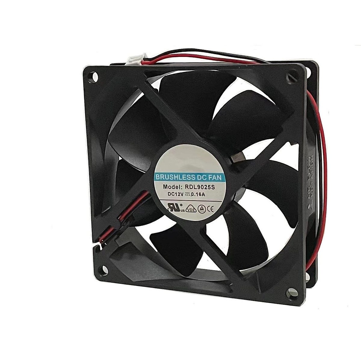 RDL9025S DC12V Brushless DC Fan, 0.16A 9025 2-Wire Cooling Fan