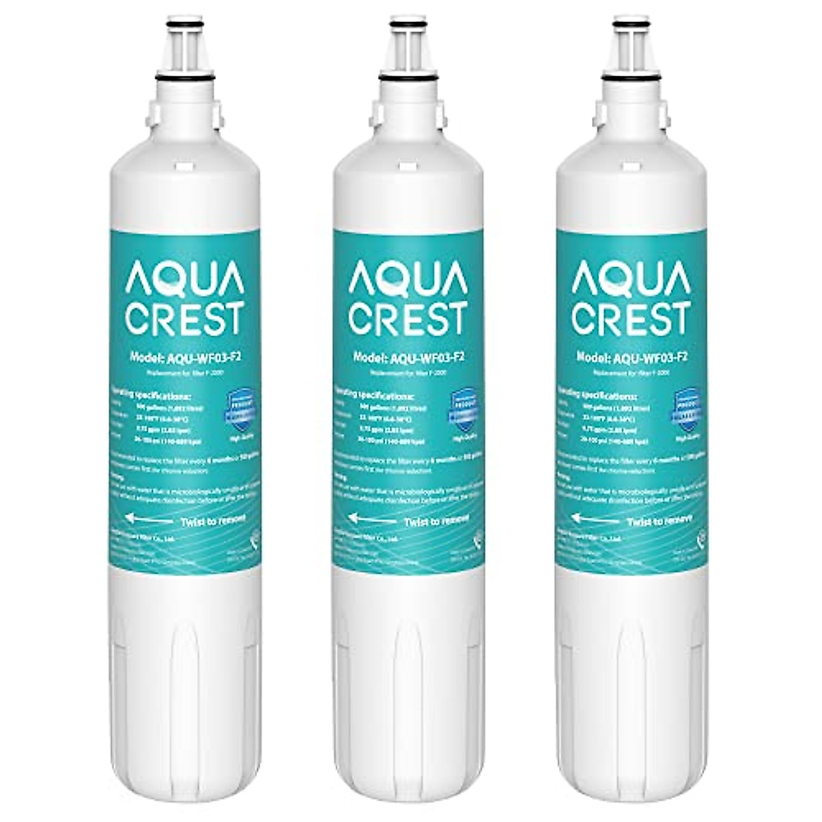 AQUA CREST F-2000 Under Sink Water Filter, Model No.WF03-F2, Replacement for F-2000 & F-2000s, F-1000 & F-1000S Filtration System and AquaPure AP Easy C-Complete, 4204490, Pack of 3
