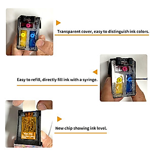 HEMEINY 62XL Ciss Ink Cartridges and Ink Refill Bottles Compatible with HP Envy 5540 5541 5542 5543 5544 5545 5547 5548 5549 5640 5642 5643 5644 5660 5661 5663 5664 5665 7640 7643 7644 7645 Printer