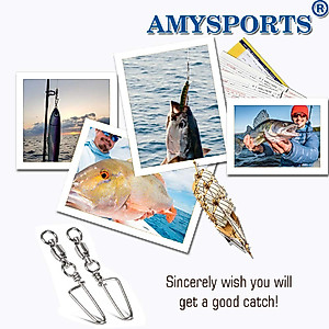 AMYSPORTS High Strength Fishing Snap Swivels - Ball Bearing Barrel Swivels, Stainless, Saltwater Corrosion Resistant - 25pcs, 31lbs