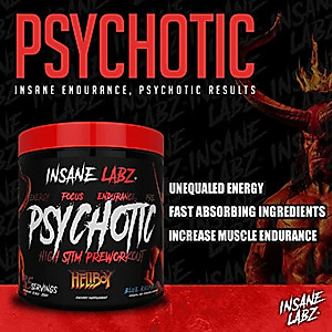 Insane Labz Hellboy Edition, High Stimulant Pre Workout Powder and NO Booster with Beta Alanine, L Citrulline, and Caffeine, Boosts Focus, Energy, Endurance, Nitric Oxide Levels, 35 Srvgs, Fruit Punch