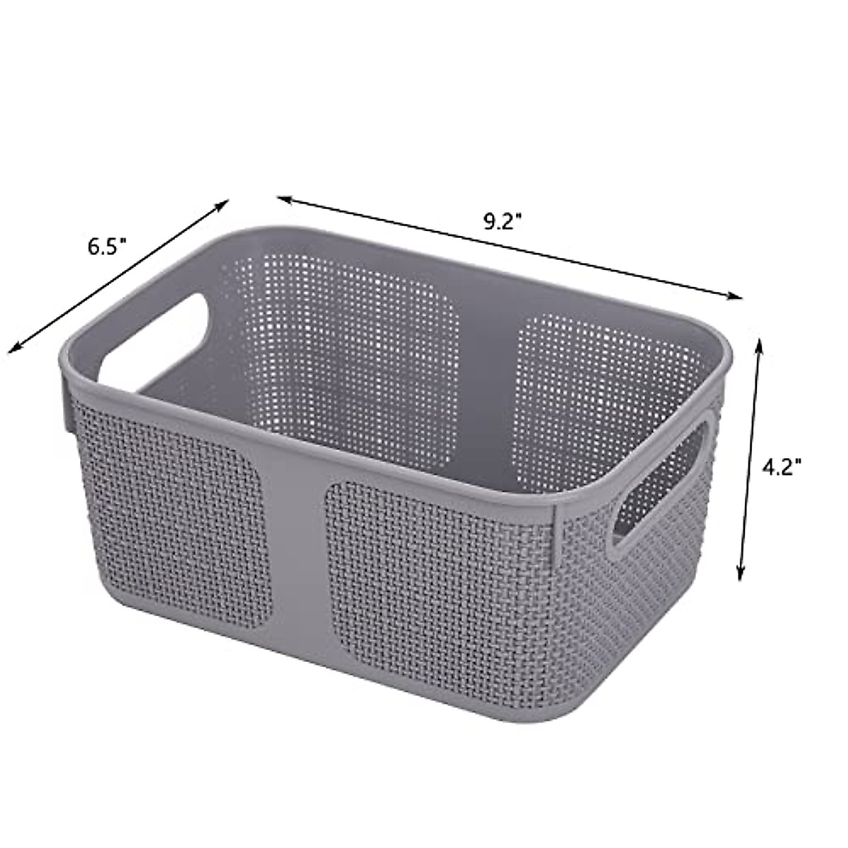 Frcctre Set of 9 Woven Plastic Storage Baskets, 9.25" x 6.5" x 4.25" Small Plastic Woven Basket Organizer with Handles, Small Organizer Bins for Home, Pantry, Office, School, Classroom