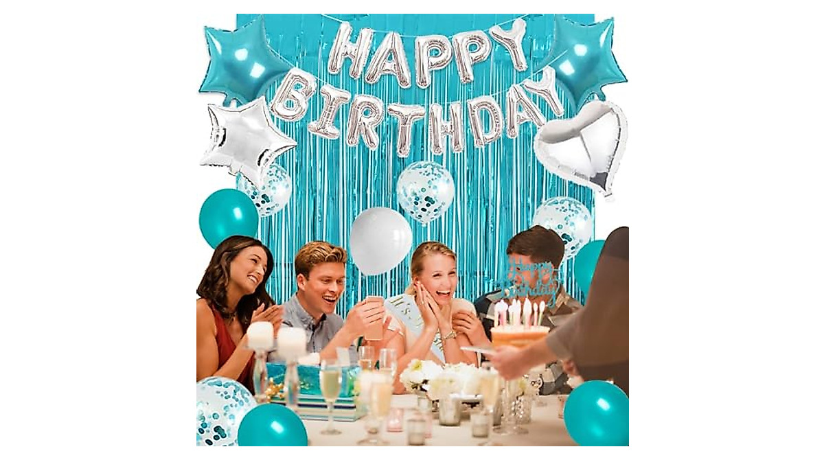 Teal Blue Birthday Decorations Kit for Women and Girls | COPOZZ