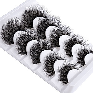 Eyelashes 8D Mink Lashes Pack Natural Look Fluffy False Siberian Mink Eyelashes Dramatic Thick Wispy Eye Lashes 5 Pairs