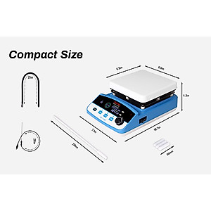 Magnetic Stirrer Hot Plate 6L Stirring Capacity, 6.5' LCD Hot Plate Stirrer w/ 2000rpm, Max 572℉/300℃ Hot Plate with Magnetic Stirrer, Stirrer Bars and Retriever Included