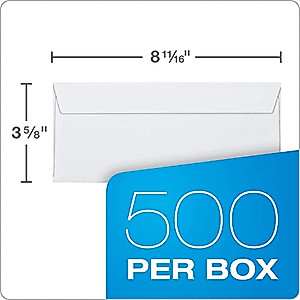 Quality Park #8 Double Window Security Envelopes for QuickBooks Checks, Redi-Strip Self Seal Closure, 3 5/8 x 8 11/16, 24 lb White, 500 Count (Pack of 1)(QUA50766)