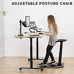 VIVO Ergonomic Leaning Perch Chair for Standing Desk, Portable Height Adjustable Posture Stool with Anti-Fatigue Mat for Home and Office, Black, CHAIR-S02M