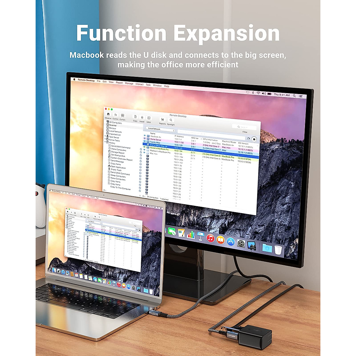 ACEFAST GaN PD65W 3 Port(USB C+USB A+4K/HD) Fast Charger Hub for Nintendo Switch, USB C 3.1 Laptops, Tablets, Foldable AC Plug Power Adapter Compatible with MacBook, Switch, HP, Acer, Samsung, ASUS