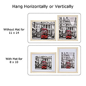 Charein 11x14 Picture Frame Set of 6, Made of Solid Wood for 8x10 pictures with Mat or 11x14 without Mat, Multi Photo Frames for Wall Hanging and Tabletop Display Home Office Decor, Wood Grain