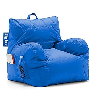 Big Joe Dorm Bean Bag Chair with Drink Holder and Pocket, Sapphire Smartmax, 3ft & Classic Bean Bag Chair, Sapphire Smartmax, 2ft Round