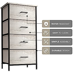 Sorbus Dresser with 4 Faux Wood Drawers - Tall Storage Unit Organizer Tower for Clothes - Bedroom, Hallway, Living Room, Closet, & Dorm Chest Furniture - Steel Frame, Wood Top, Easy Pull Fabric Bins