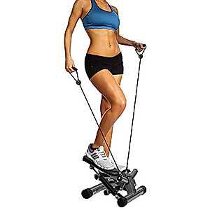 Signature Fitness Adjustable Mini Stepper Stair Stepper Stepping Machine with Resistance Bands, Gray