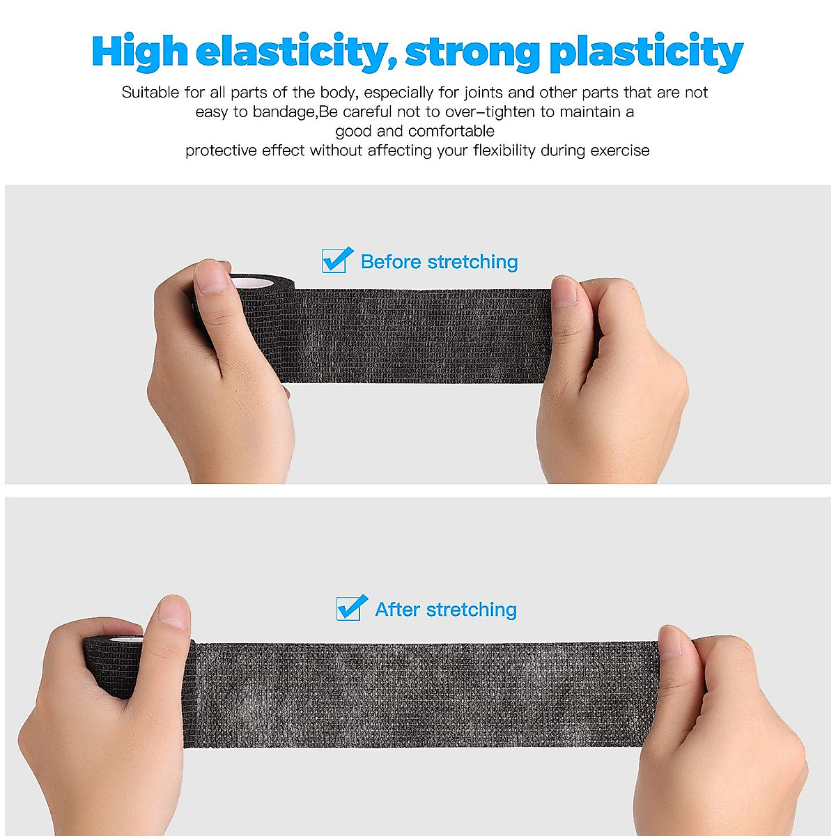 Bandage Wrap 16 Pack 1”x 5 Yards Self Adherent Wrap Breathable Self Adhesive Bandage Wrap Rolls Cohesive Bandage Athletic Elastic First Aid Tape for Stretch Athletic, Ankle Sprains, Swelling, Sports