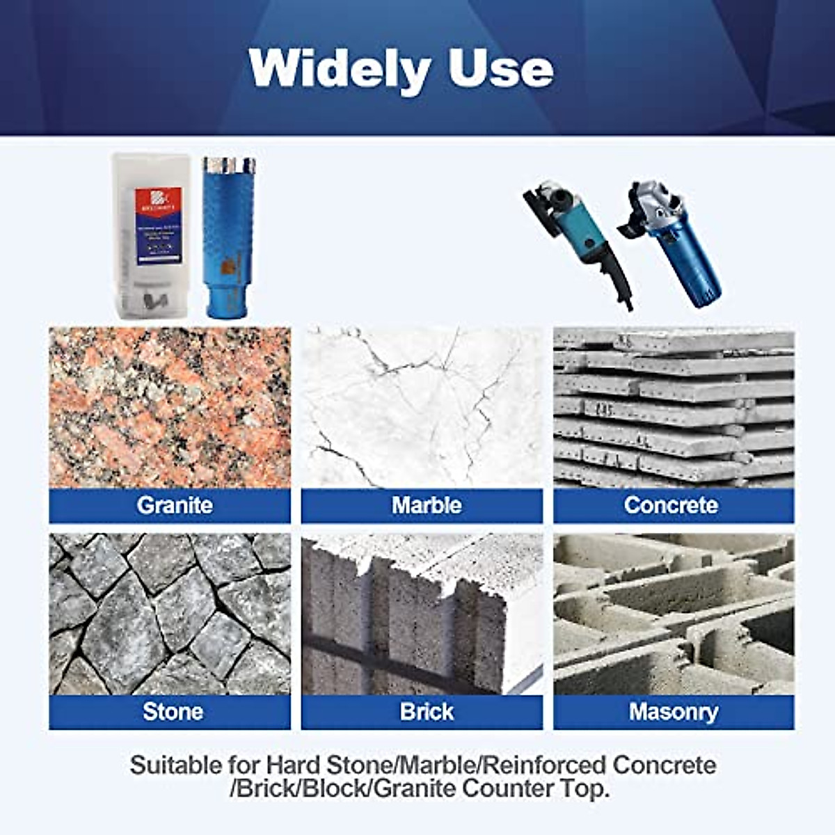 Diamond Core Drill Bit,BRSCHNITT 1 3/8 Inch Laser Welded Diamond Hole Saw with 5/8-11 Thread for Granite Marble Solid Block Stone Reinforced Concrete,Dry or Wet Drilling (35mm)