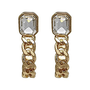 Steve Madden Stone Post Chain Hoop Earrings