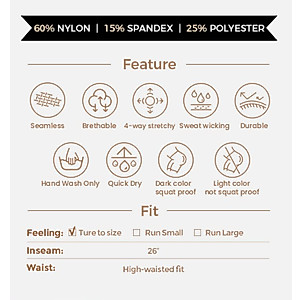 Aoxjox Workout Seamless Leggings for Women Smile Contour High Waisted Gym Yoga Pants Tights (Black, Medium)