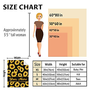 Personalized Sunflower Blanket with Name - Soft, Fuzzy & Warm - 40x30 Inches Small Blanket for Office, Chair - Yellow Cute Throw Blanket Gifts for Girls